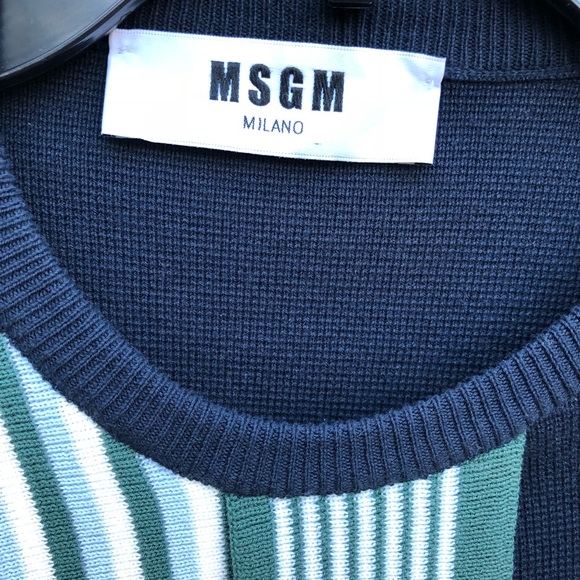 MSGM | Sweaters | Msgm Womens Blue Stripepanel Cotton Sweater | Poshmark